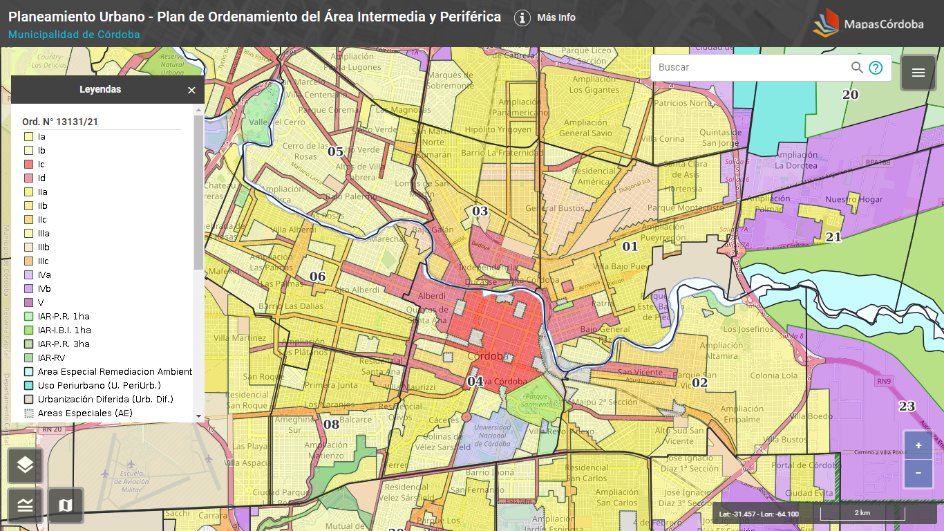 Nuevo mapa de Planeamiento Urbano de la ciudad de Córdoba – www.idecor.gob.ar